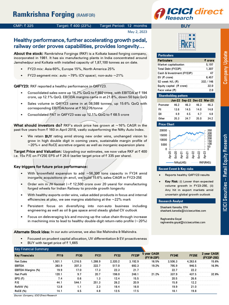 Ramkrishna Forging IDirect 020523 EBR | PDF | Expense | Balance Sheet