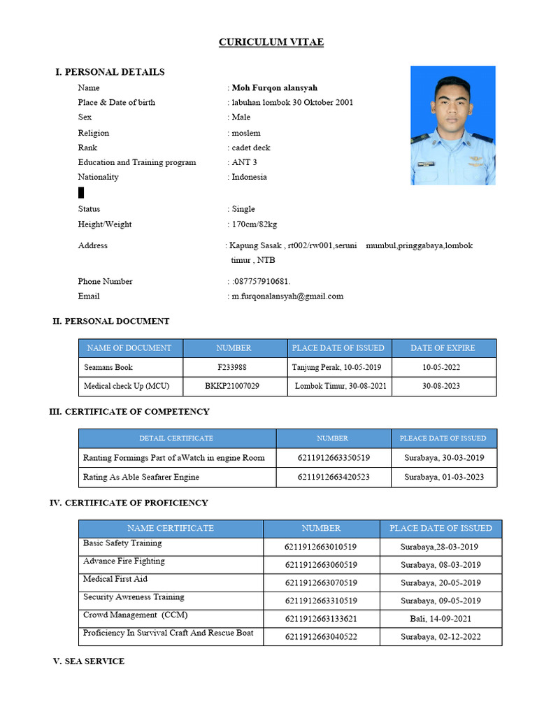 Curiculum Vitae Hairil Zulkipli | PDF | Ships | Shipping