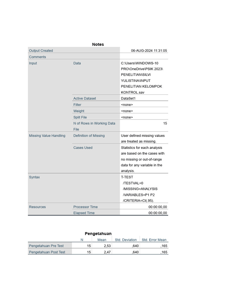 output | PDF | Statistics | Student's T Test