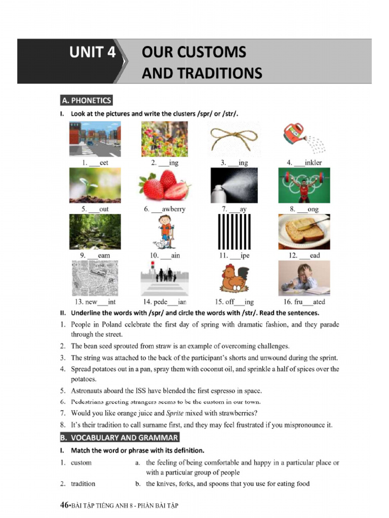 UNIT 4- OUR CUSTOMS | PDF