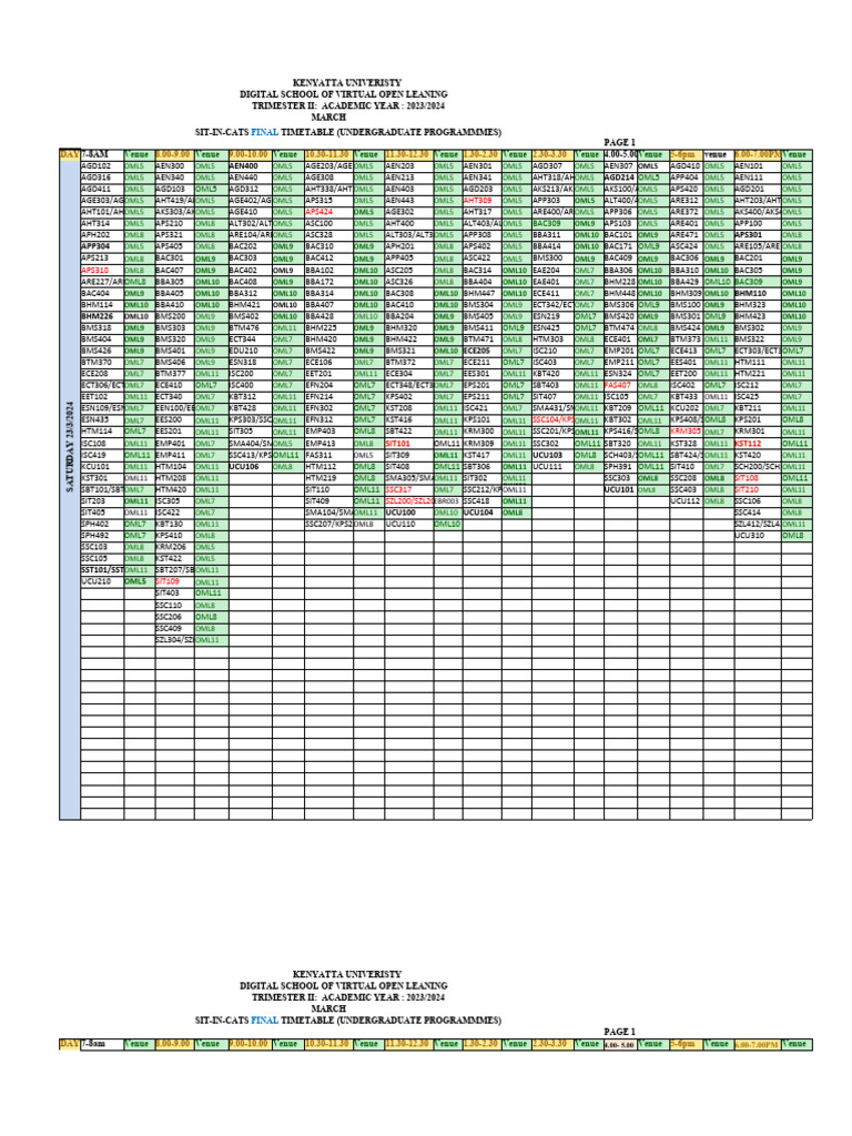 2023-2024 Trimester II Undergraduate Final Cat Timetable | PDF | Science & Mathematics ...