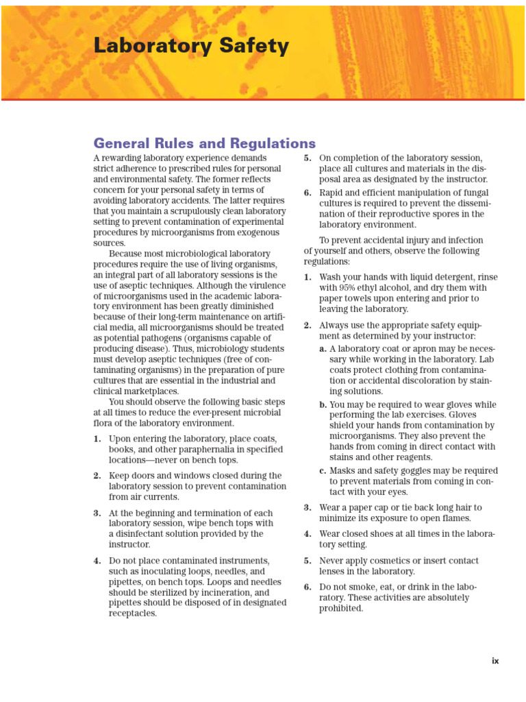 Lab Safety - General Rules and Regulations | PDF | Laboratories ...
