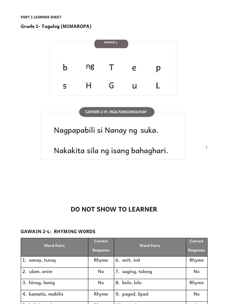 mCRLA - MIMAROPA G1 (Filipino) | PDF