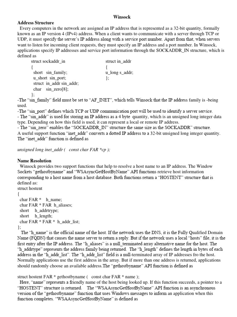 3.3 Winsock Other Functions | PDF | Port (Computer Networking ... 3.3 Winsock Other Functions | PDF | Port (Computer Networking ...