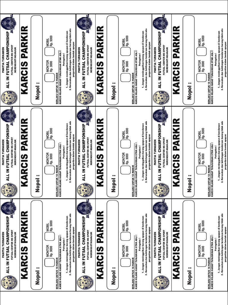 Karcis Turnamen Print | PDF