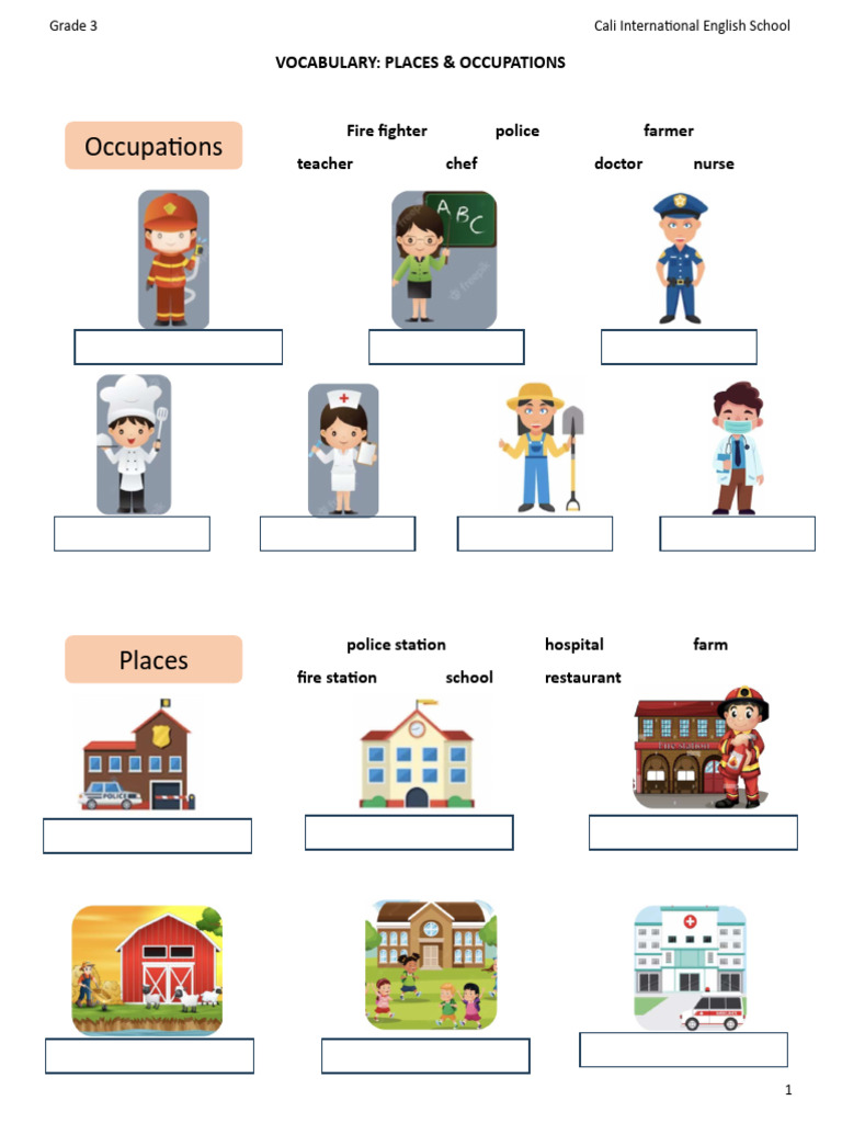Grade 3 Vocabulary: Places & Occupations | PDF | Word Puzzles