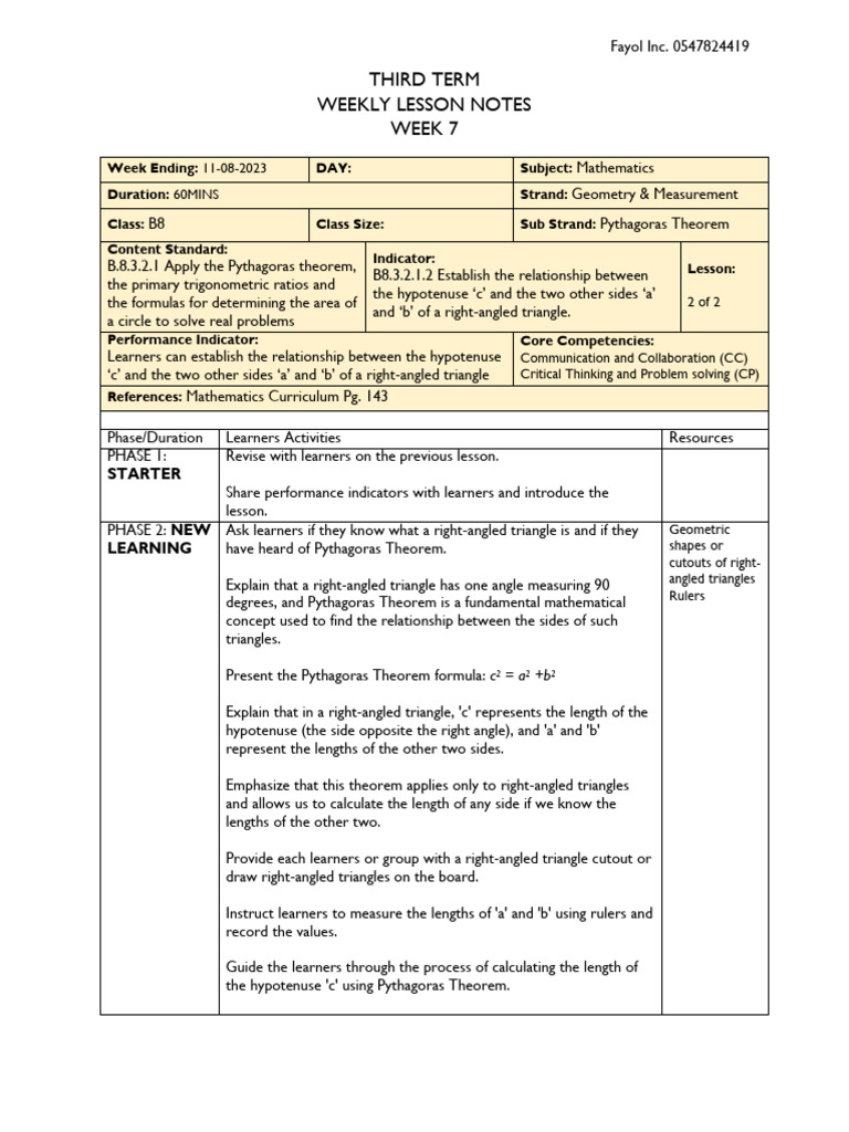 b8 Maths Wk7 | PDF | Triangle | Euclidean Geometry