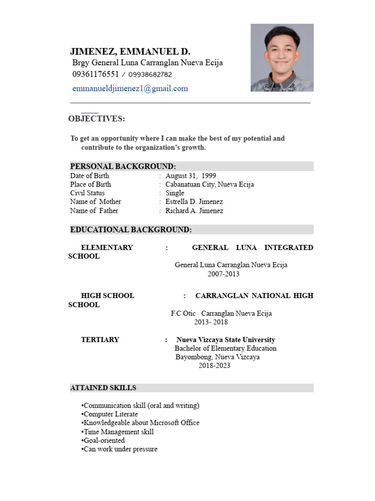 RESUME - Emman | PDF