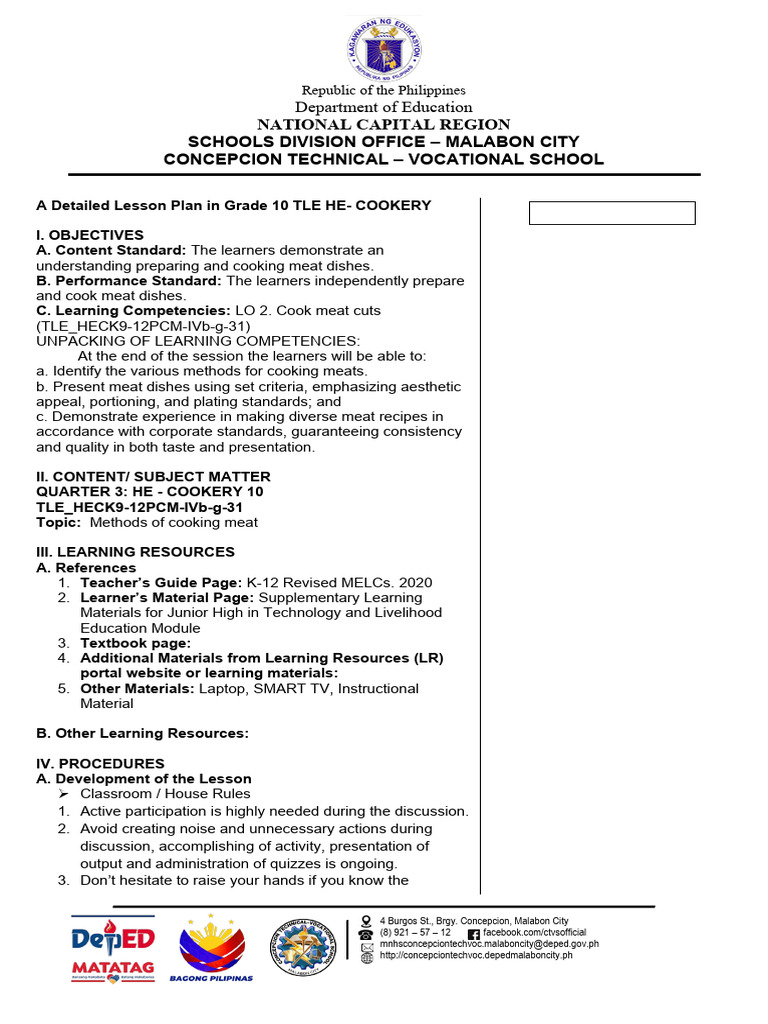 TLE 10 LP Grand Demo | PDF | Grilling | Cooking