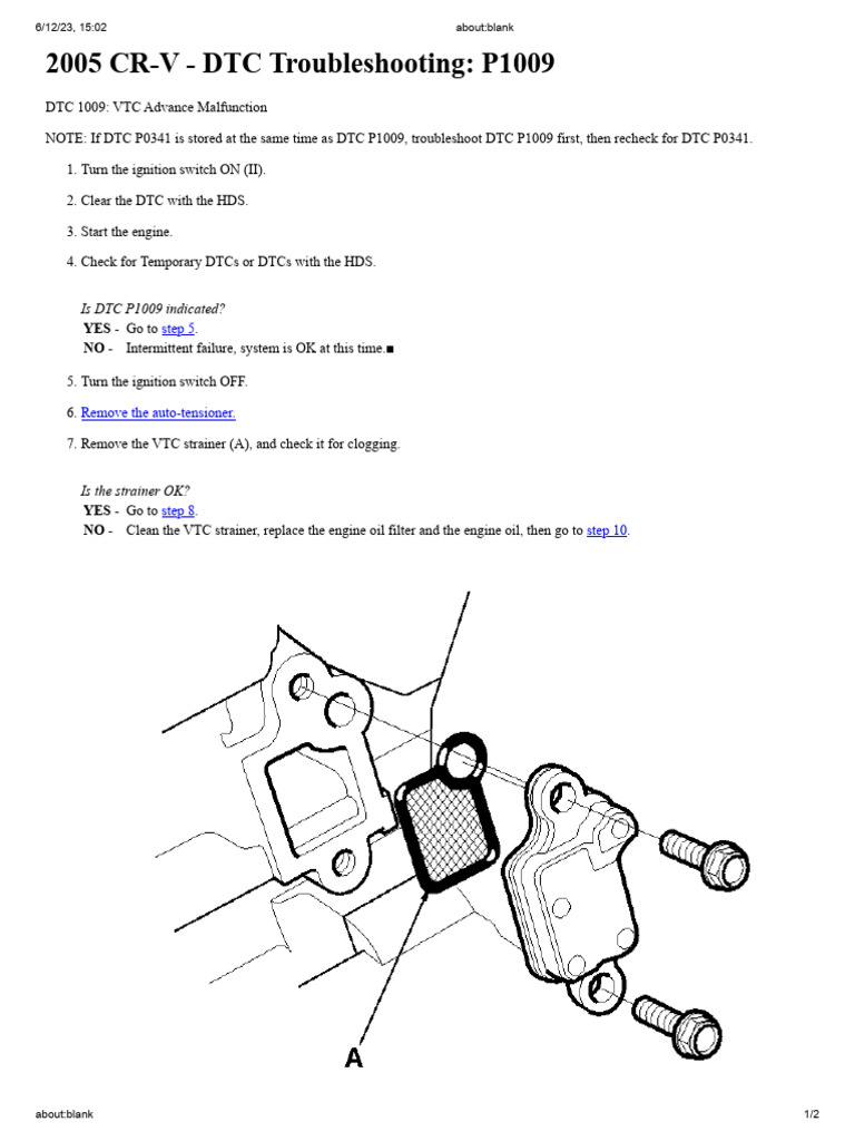 2005 CR-V - DTC Troubleshooting: P1009 | PDF