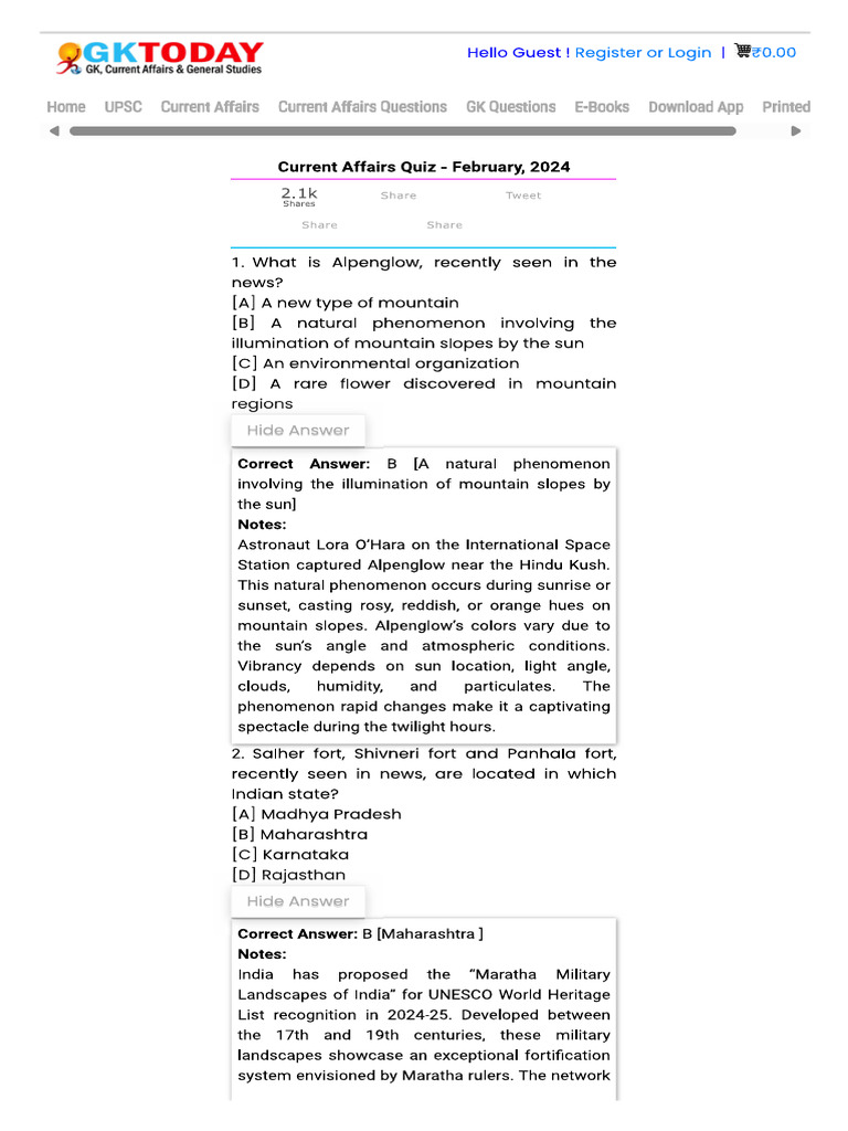 Feb 2024 GK Today | PDF