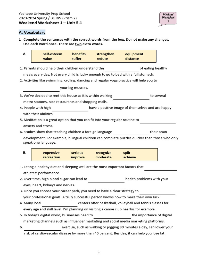 Weekend Worksheet 1 (Unit 5.1) | PDF | Coca Cola