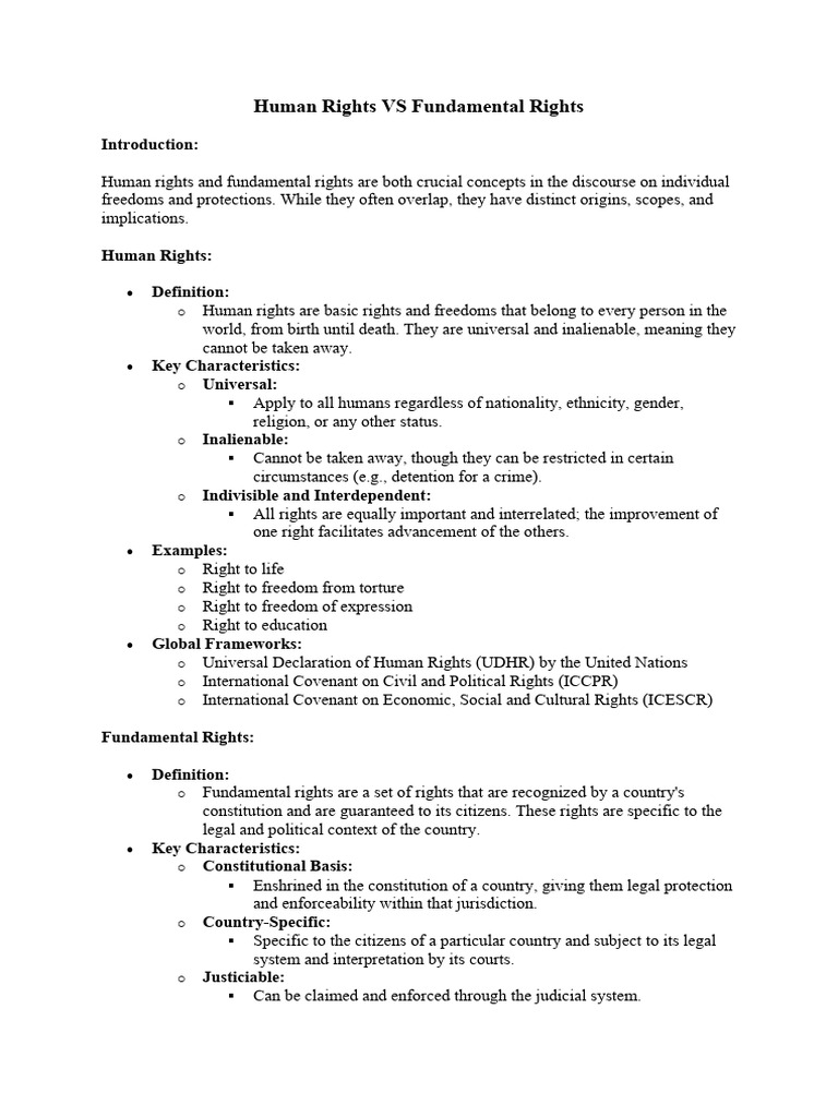 Human vs. Fundamental Rights | PDF | Human Rights | Fundamental Rights