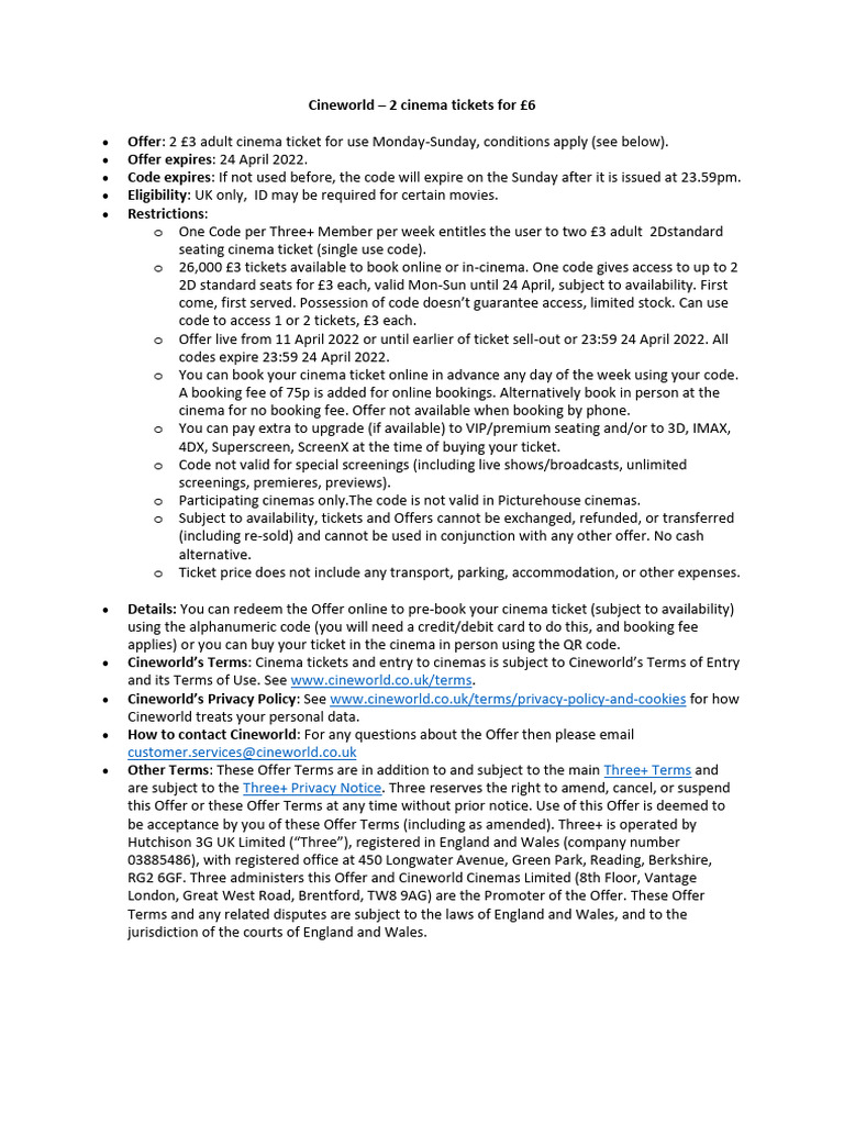 Cineworld Easter Promo | PDF | Movie Theater