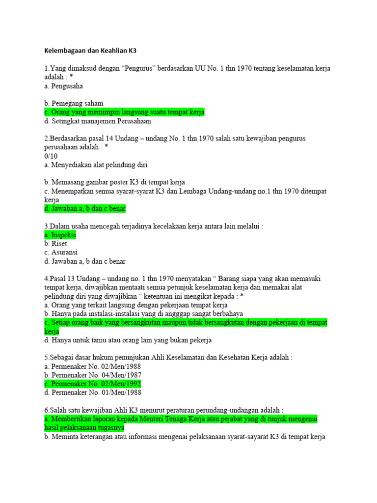 Referensi Jawaban Ahli K3 Umum | PDF | Komputer | Teknologi & Rekayasa