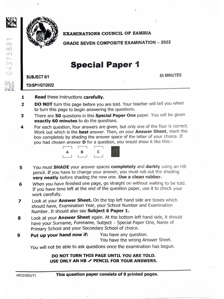2022 Special Paper 1 | PDF