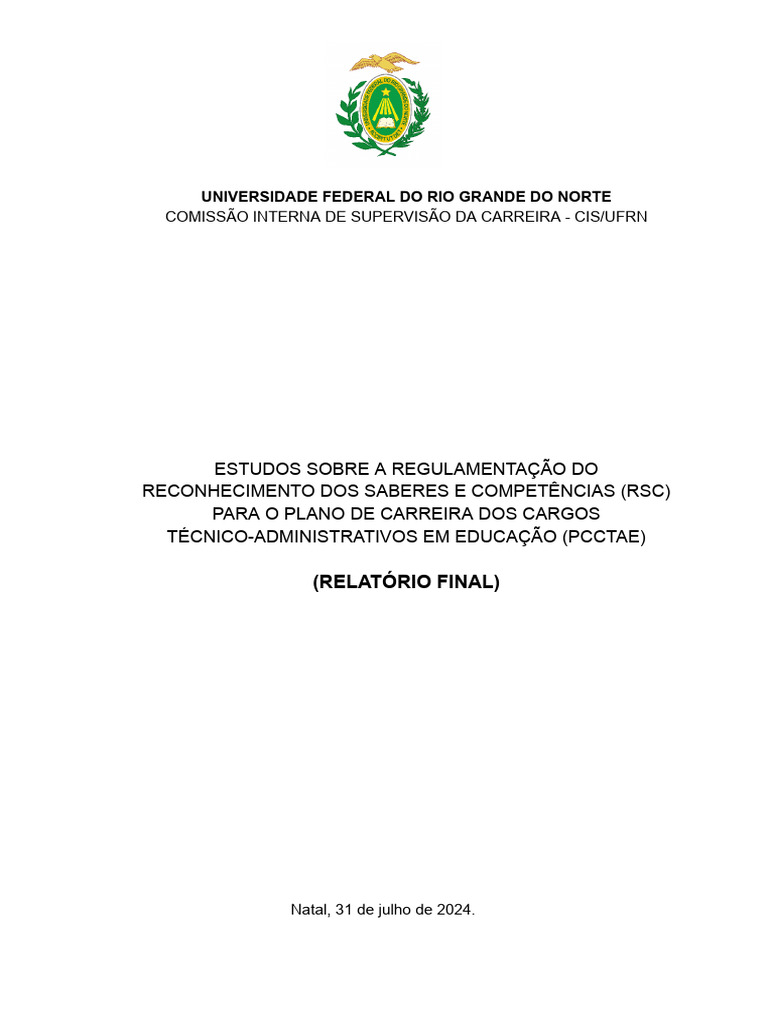 Relatório Final - CIS - UFRN | PDF | Pós-graduação | Sindicato