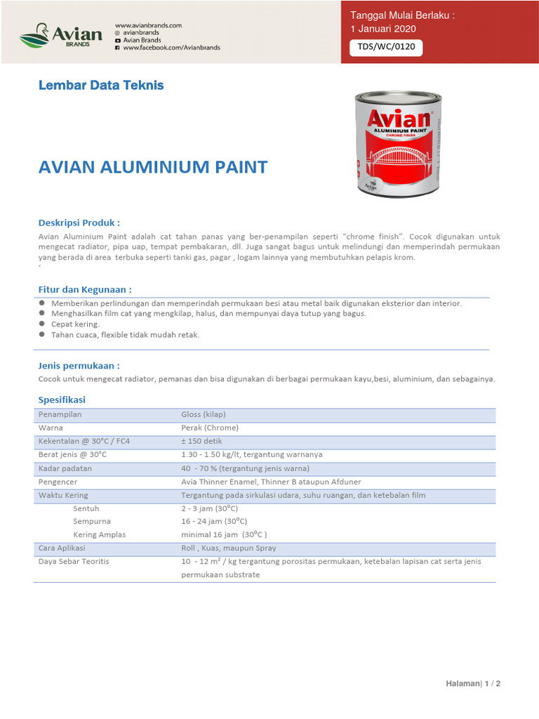 TDS Avian Aluminium Paint | PDF