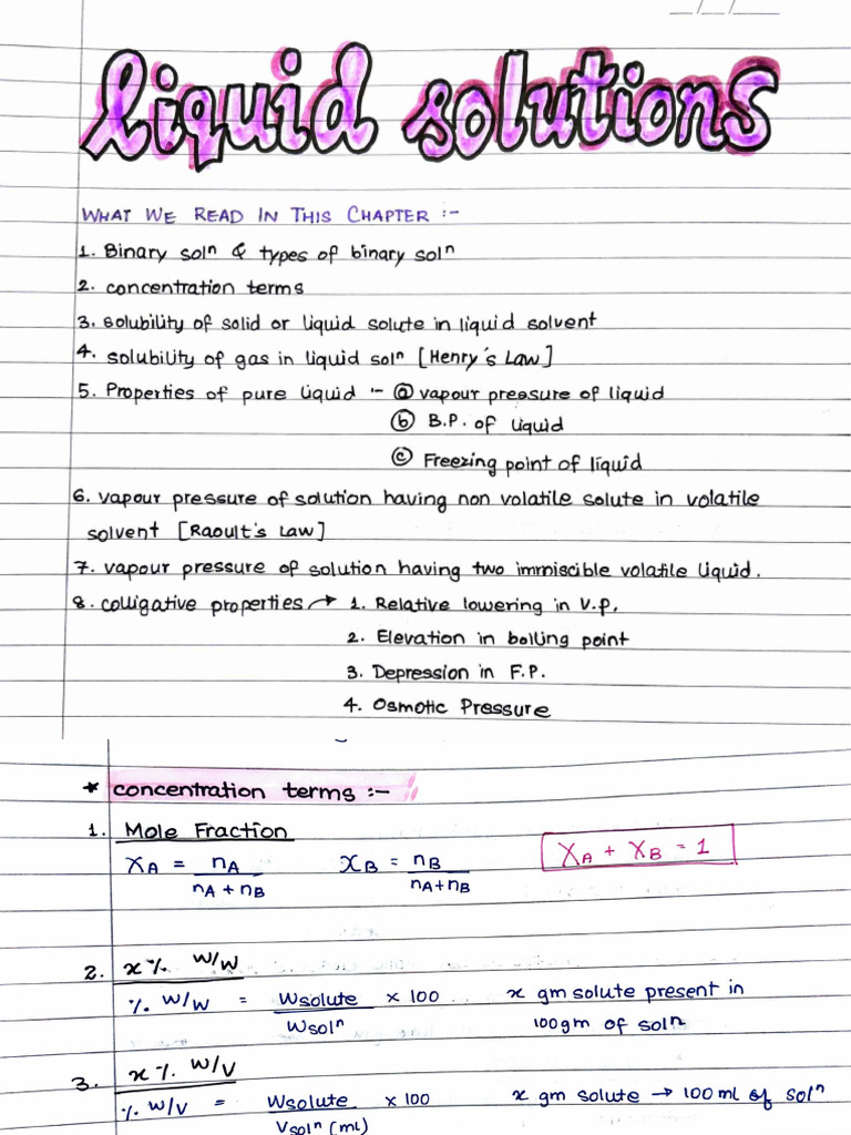 Liquid Solutions | PDF | Concentration