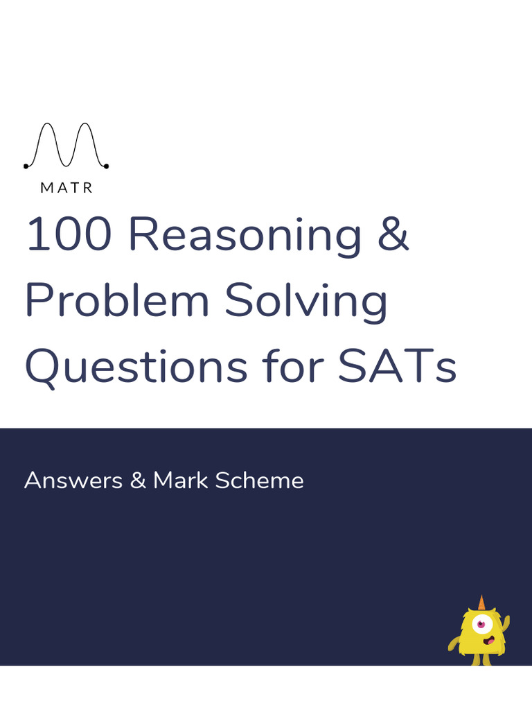 100 Reasoning and Problem Solving For SATs Answers and Mark Scheme ...
