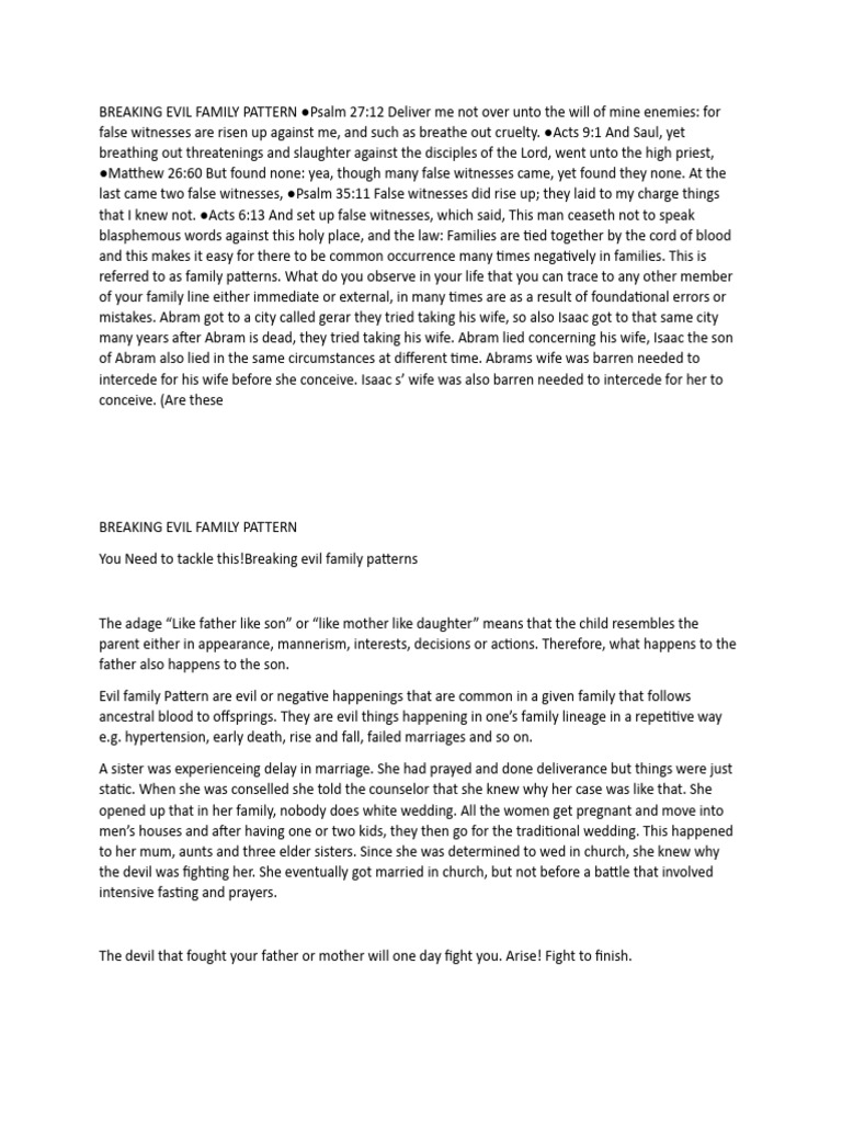 Breaking Evil Family Patterns | PDF | Jacob | Isaac