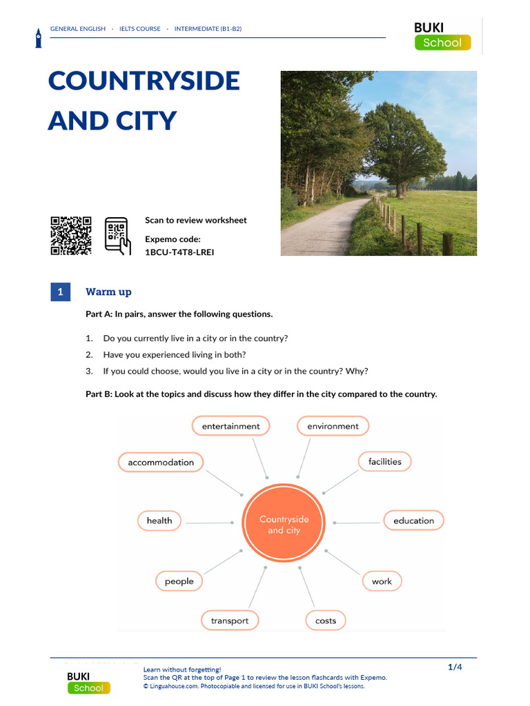 IELTS Intermediate: City vs Countryside | PDF | Essays