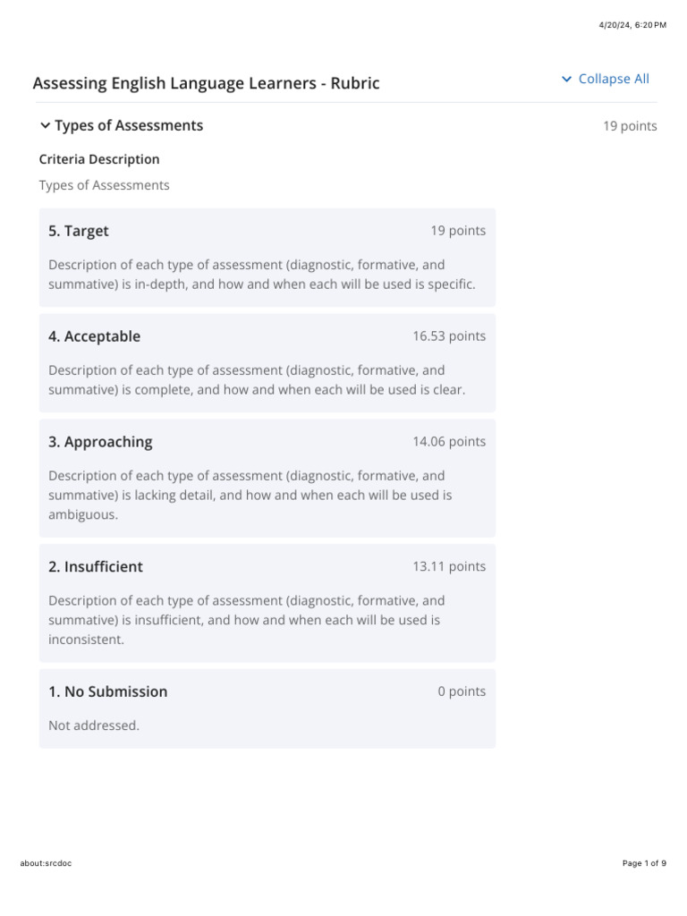 00000snap Tool - ESL-545 Rubric - Assessing English Language Learners ...