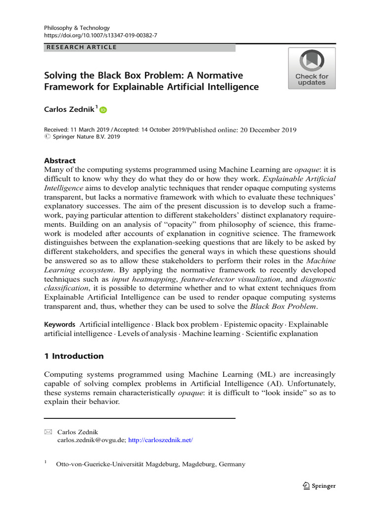 Solving The Black Box Problem Carlos Zednik | PDF | Artificial Intelligence | Intelligence (AI ...