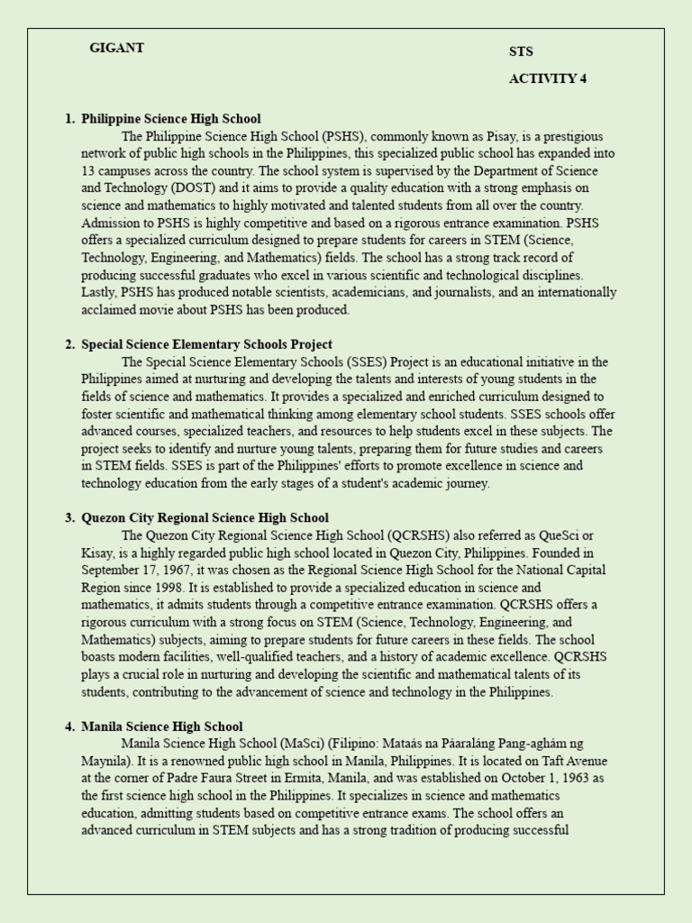 STS Activity 4 | PDF | Science | Science, Technology, Engineering, And ...