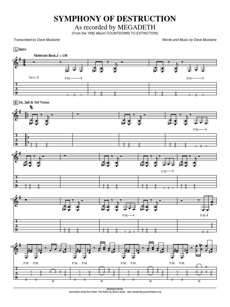 Megadeth - Syphony of Destruction | PDF | Rock Songs | Rock Music