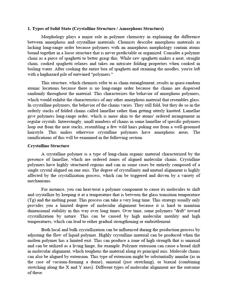 Types of Solid State | PDF | Polymers | Crystal