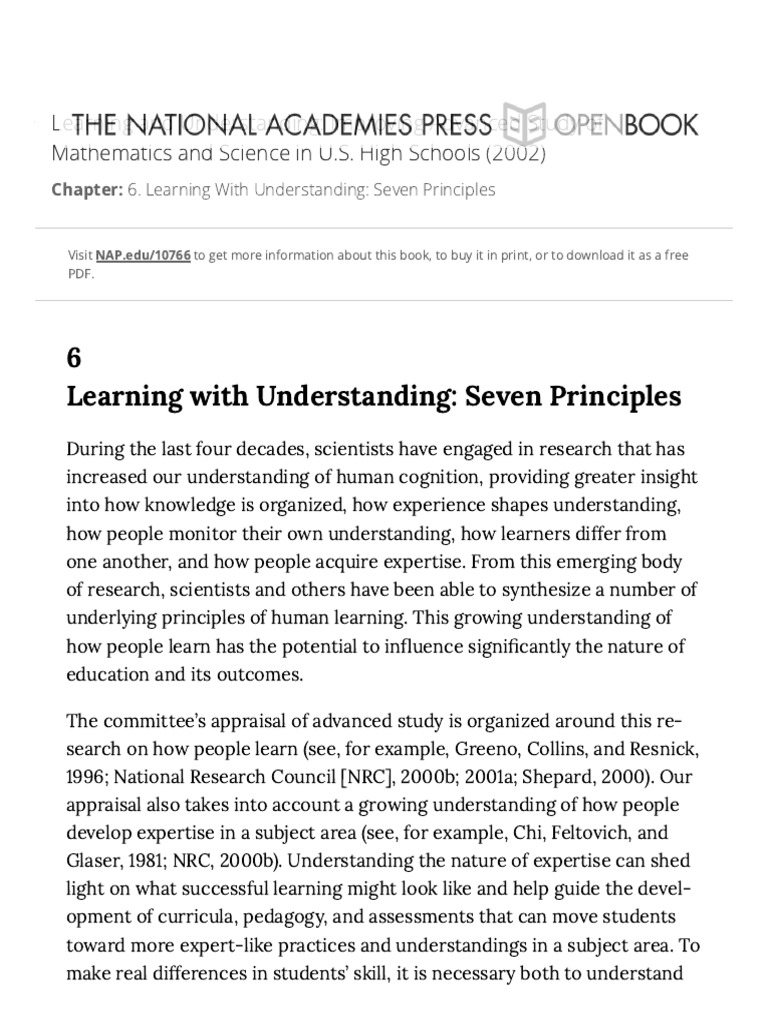 6 Learning With Understanding: Seven Principles | PDF | Learning ...