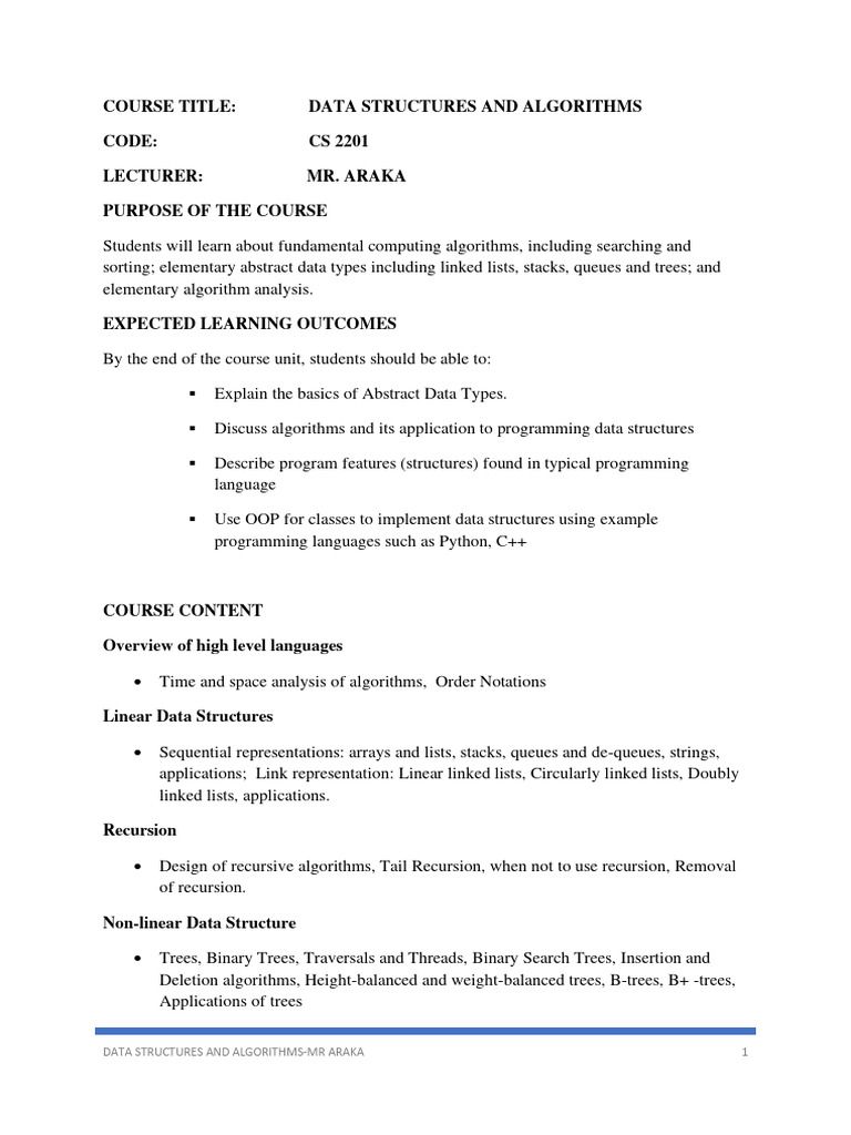 Data Structures And Algorithms Using C Pdf Computer Program