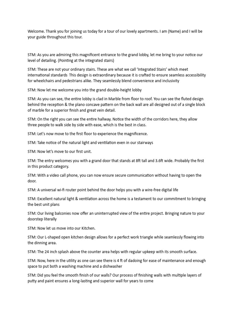 Fam Tour Script | PDF | Flooring | Door