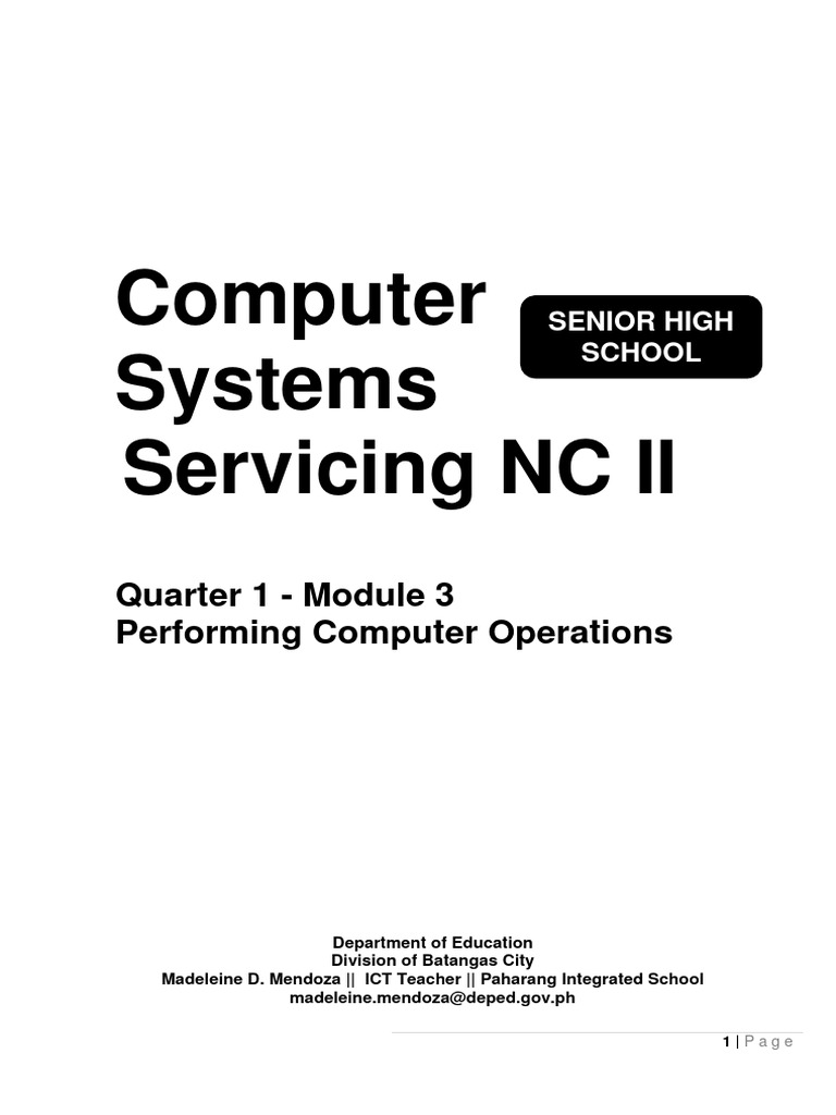 Q1 M3 (Performing Computer Operations) | PDF | Computer Data Storage | Input/Output
