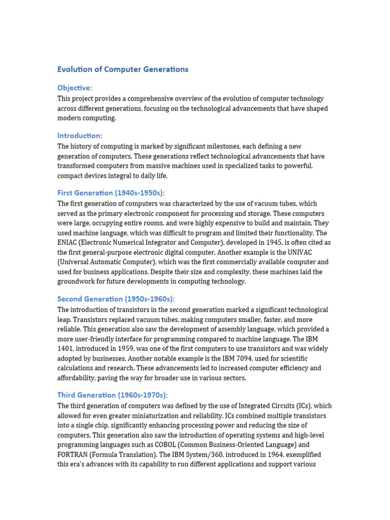 Evolution of Computer Generations | PDF | Central Processing Unit | Integrated Circuit