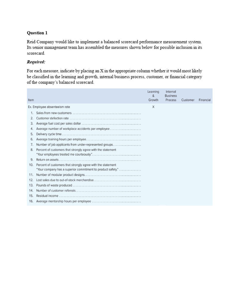 Balanced Scorecard - Exercise | PDF | Restaurants | Resort