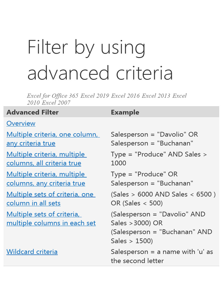 filter | PDF | Microsoft Excel | Boolean Data Type
