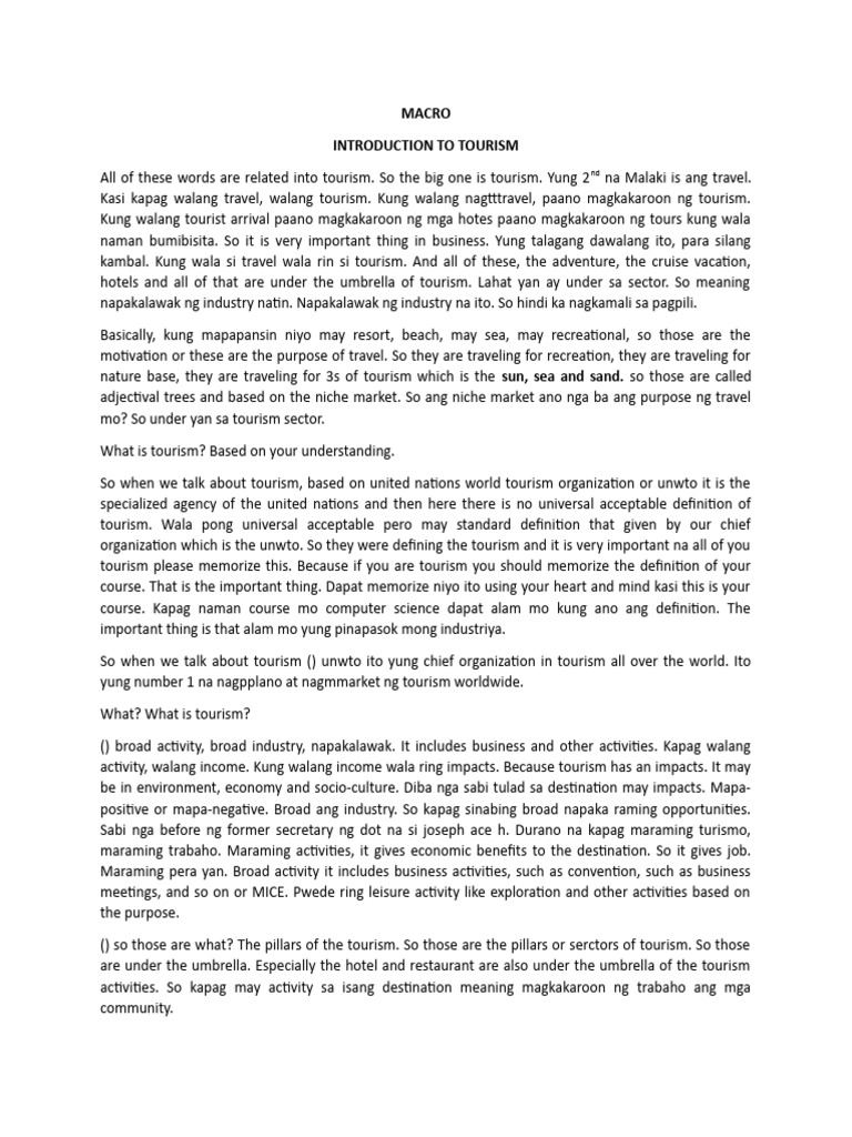 Introduction to Tourism | PDF | Tourism | Service Industries