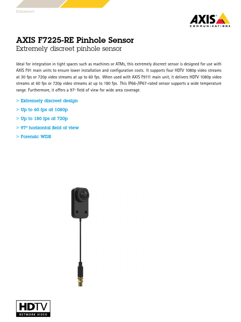 Datasheet Axis f7225 Re Pinhole Sensor en US 386738 | PDF | Frame Rate ...