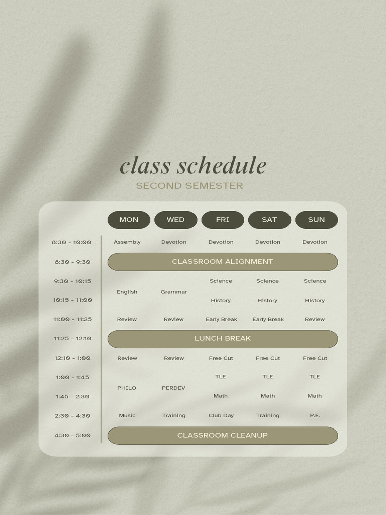 Beige and Green Class Schedule Phone Wallpaper - 20240807 - 185307 ...