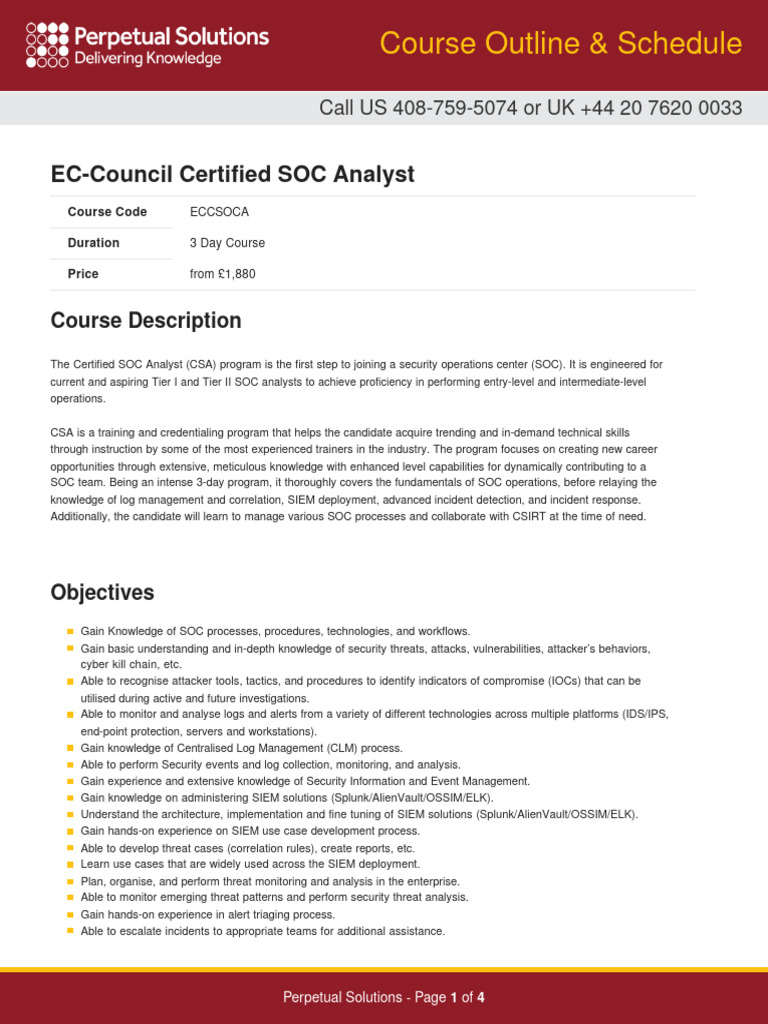 EC-Council Certified SOC Analyst | PDF | Security | Computer Security