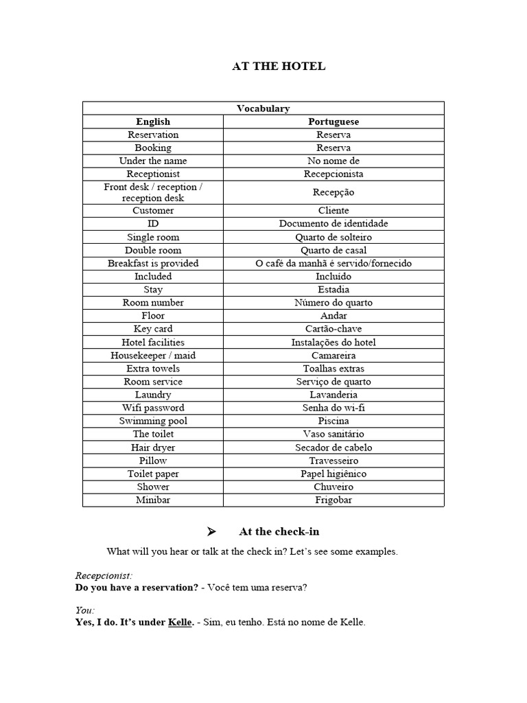 Hotel Conversation | PDF | Hospitality Industry | Hotel