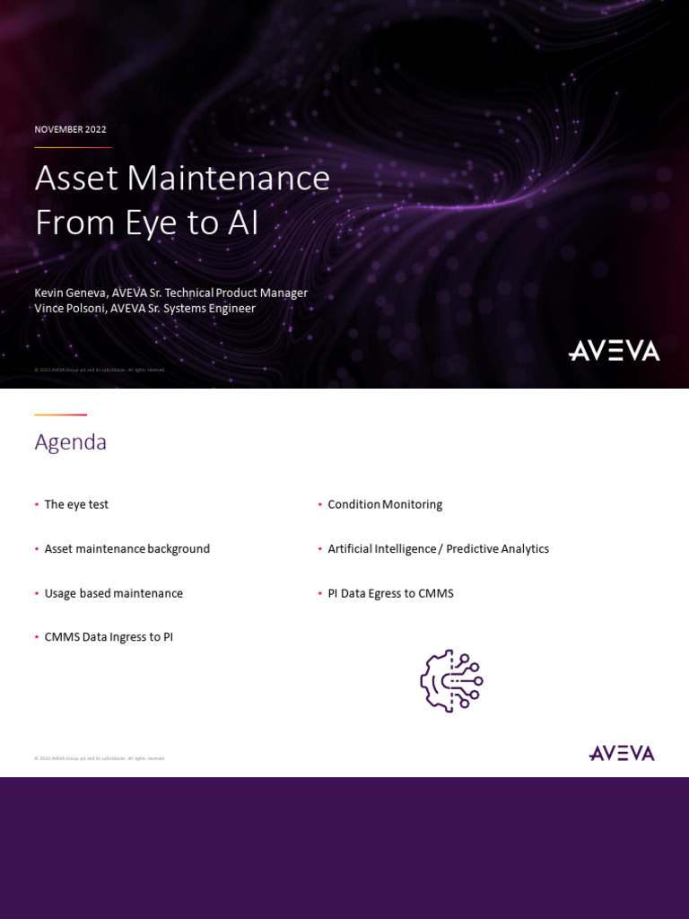 UC22NA 03PI40 AVEVA Geneva Kevin Asset Analytics Eye To AI | PDF | Reliability Engineering ...