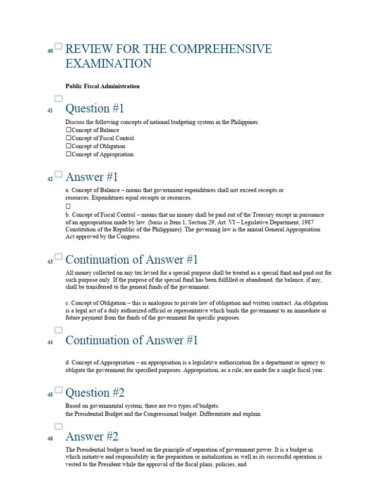 MPA REVIEWER Public Fiscal Administration | PDF | Budget | Taxes