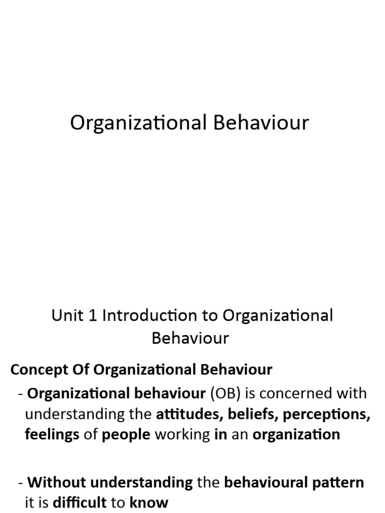 Organizational Behaviour 1 | PDF | Organizational Behavior | Behavior