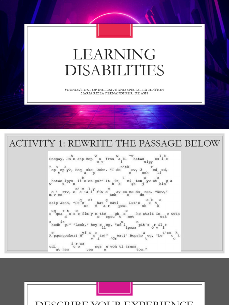 Learning Disabilities | PDF | Learning Disability | Dyslexia