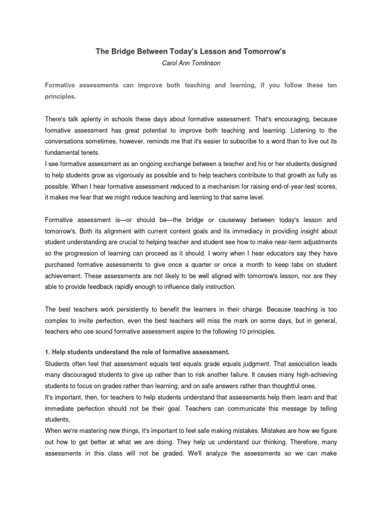 The Bridge Between Today_s Lesson and Tomorrow_s | PDF | Educational Assessment | Learning