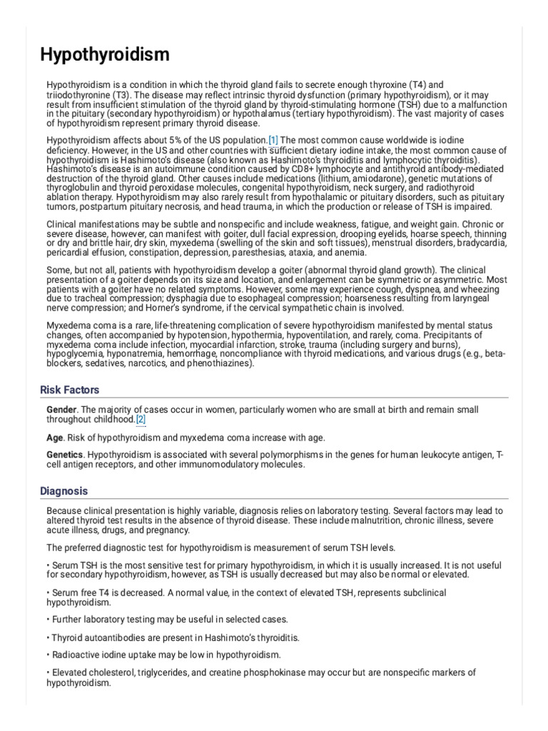 Hypothyroidism - Nutrition Guide For Clinicians | PDF | Hypothyroidism ...