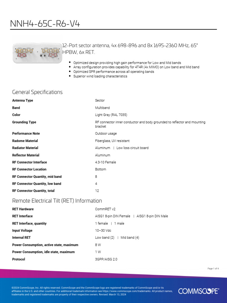 NNH4-65C-R6-V4: General Specifications | PDF | Antenna (Radio ...